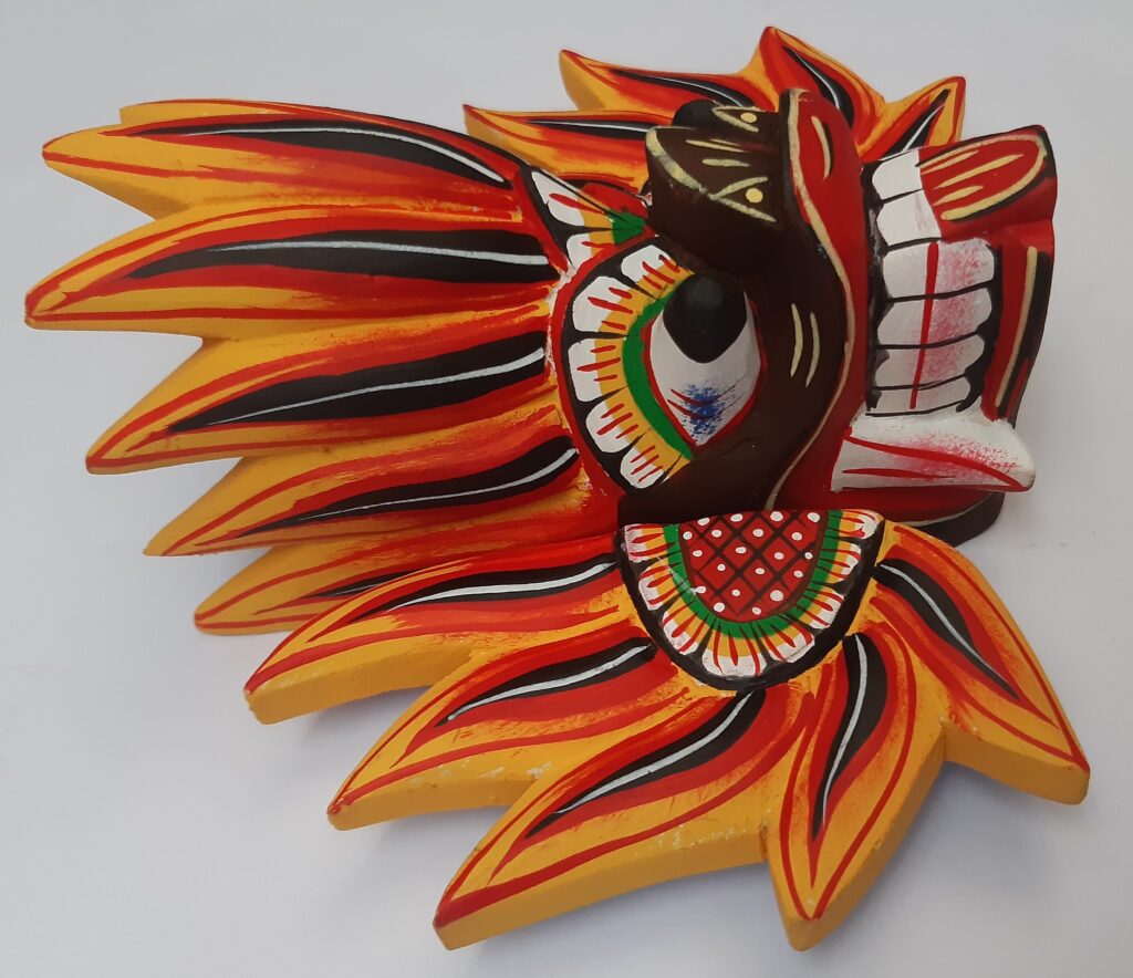 Handmade Colorful Wooden Small 8″ Gini Mask from Sri Lanka – Aaryan Eco ...